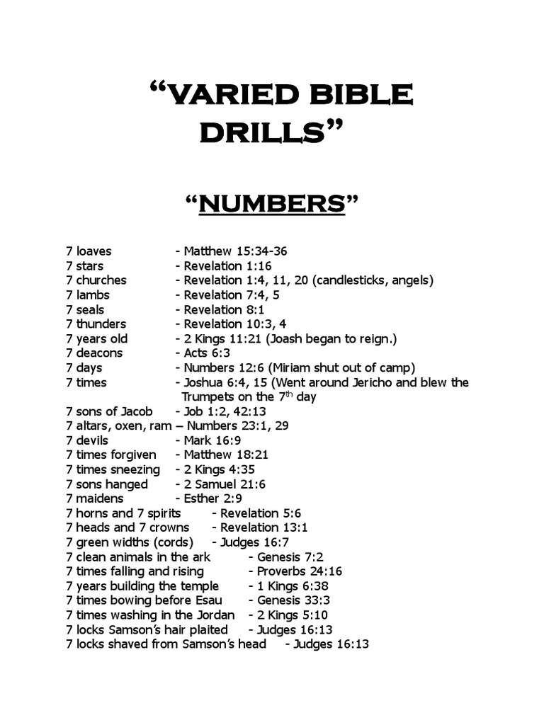 Varied Bible Drills | PDF | Parables Of Jesus | Book Of Genesis