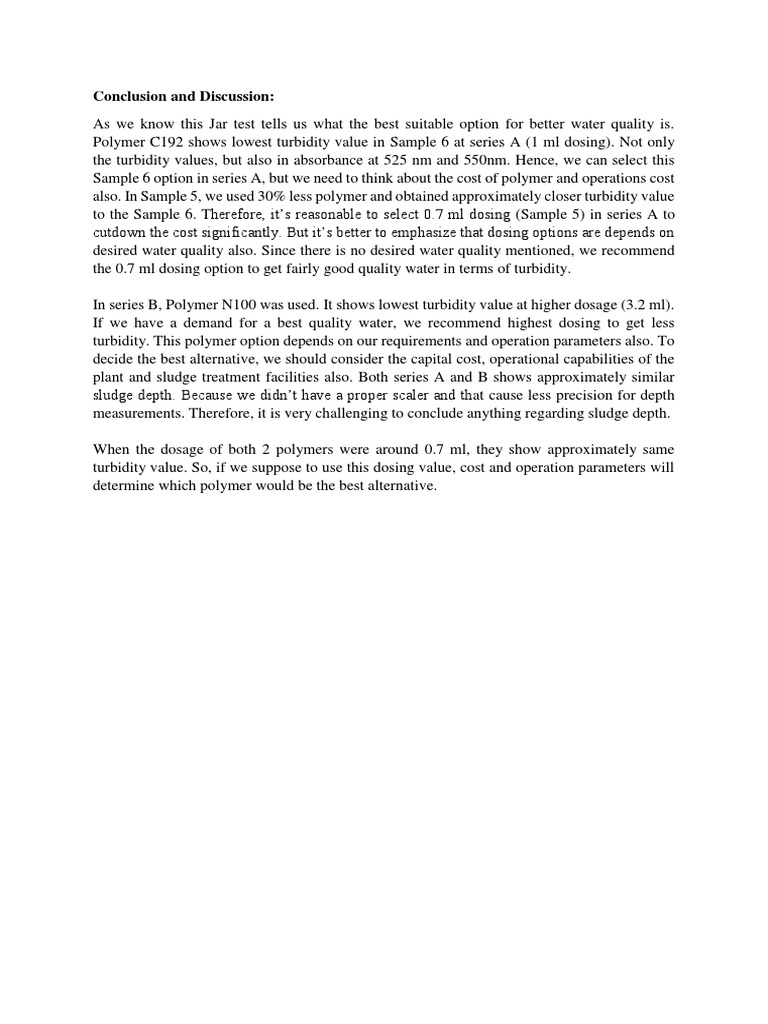 Jar Test Conclusion | PDF