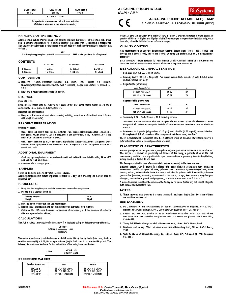 Alkaline Phosphatase (Alp) - Amp | PDF | Clinical Medicine | Chemistry