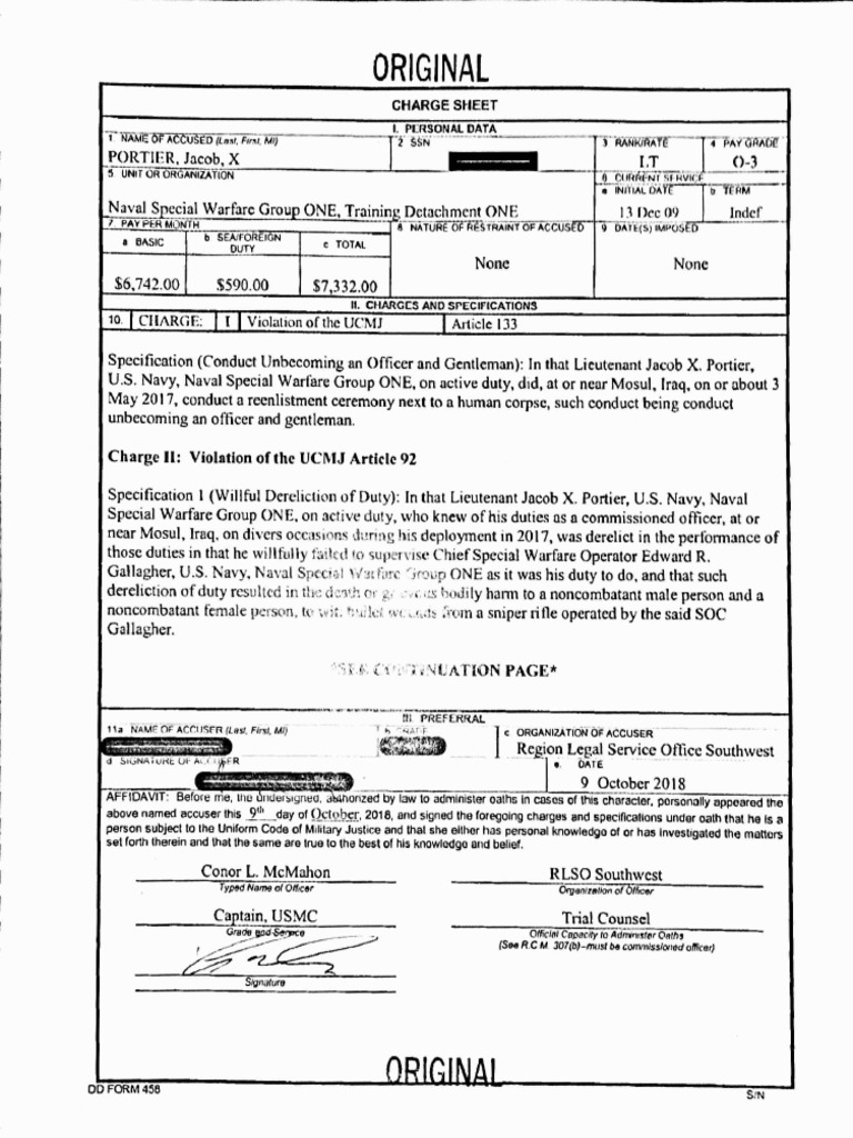 Jacob Portier Charge Sheet | PDF