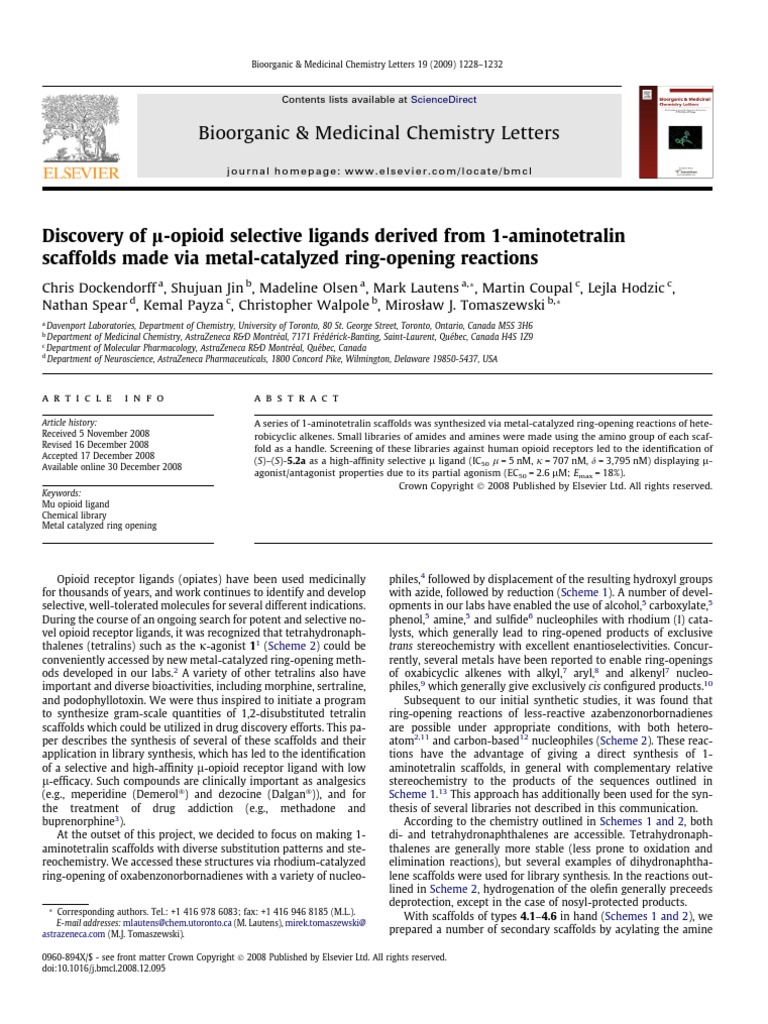 Bioorganic & Medicinal Chemistry Letters | PDF | Alkene | Ligand ...