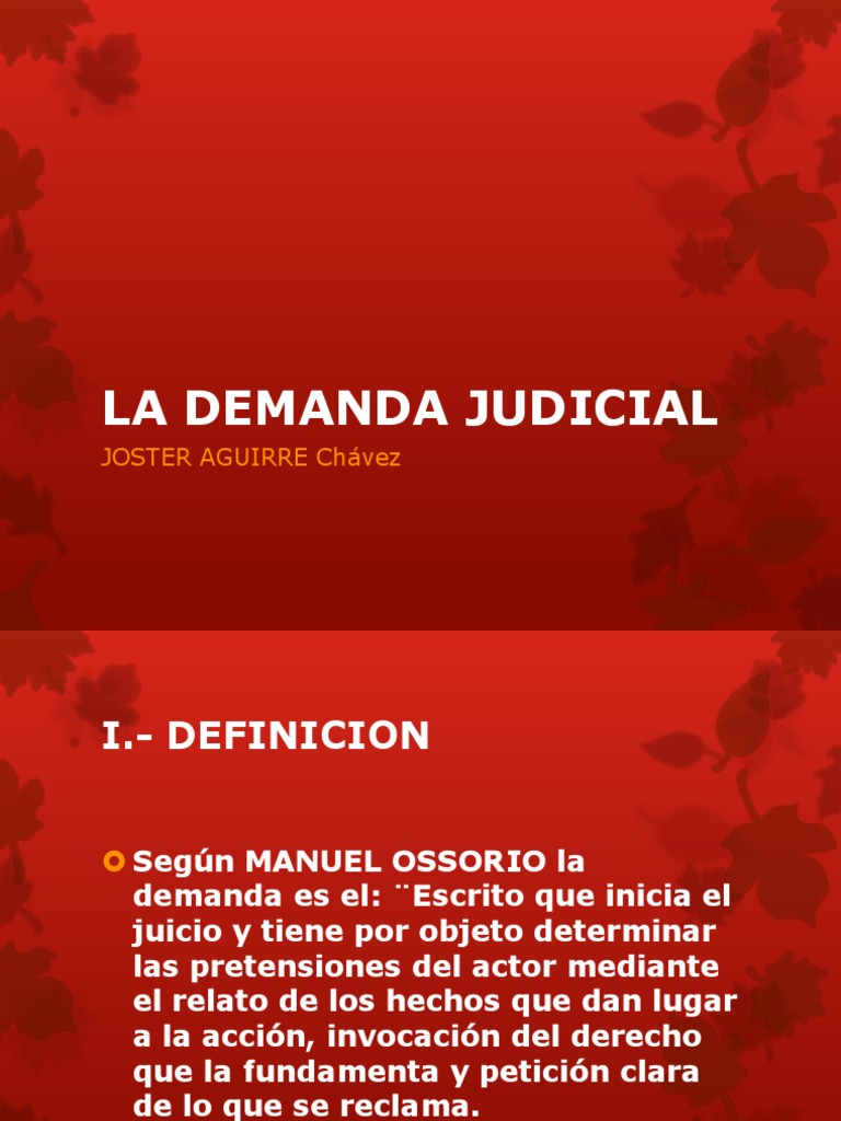 Diapositivas Demanda Judicial | Demanda judicial | Ley procesal