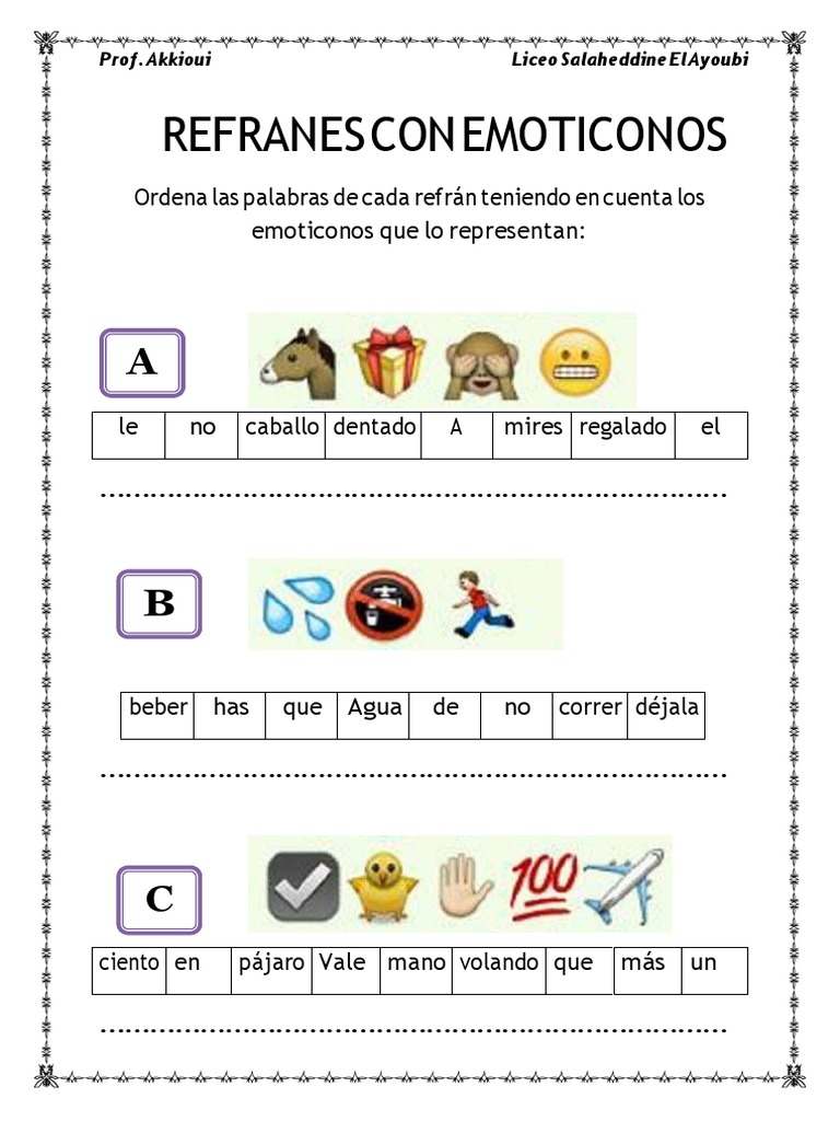 Refranes Con Emoticonos | PDF