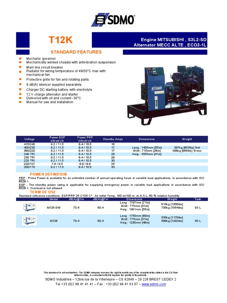 Sdmo T12KVA | PDF | Radiator | Engines