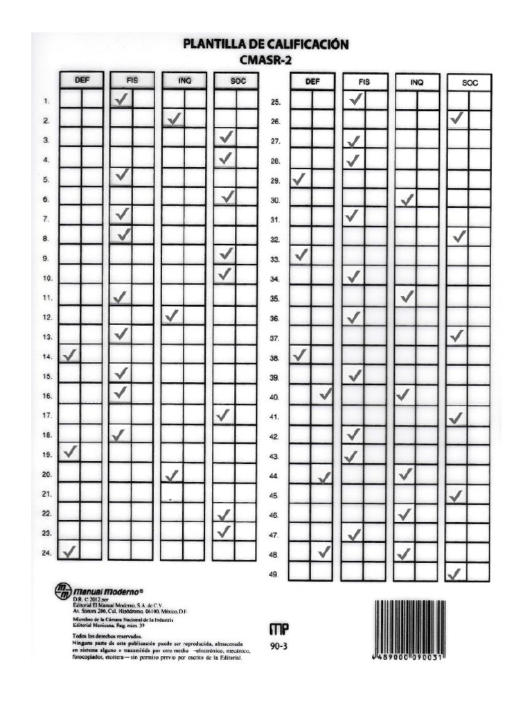 Plantilla de Corrección Cmas-R2 | PDF