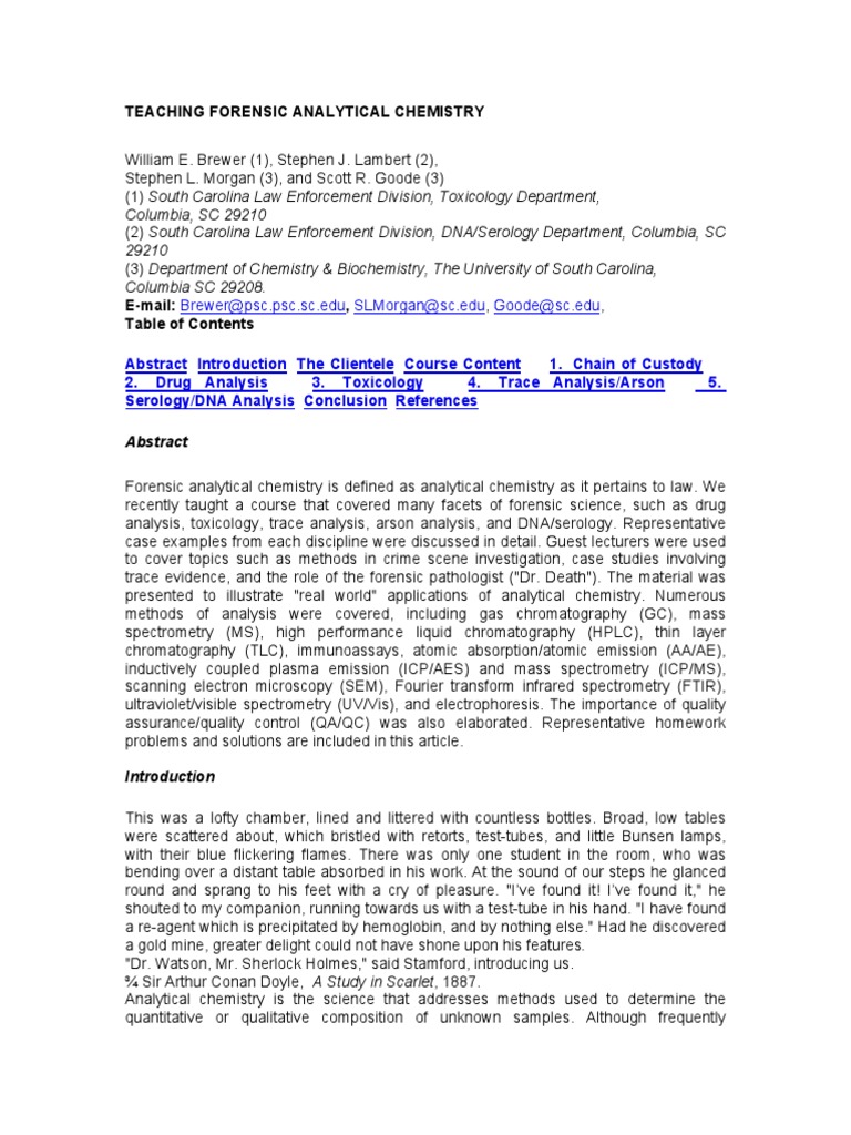 Forensic Analytical Chemistry Course | PDF | Gas Chromatography | Mass ...