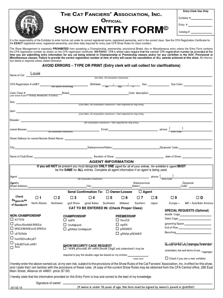Entry Form Cat Show 2019 | PDF | Business