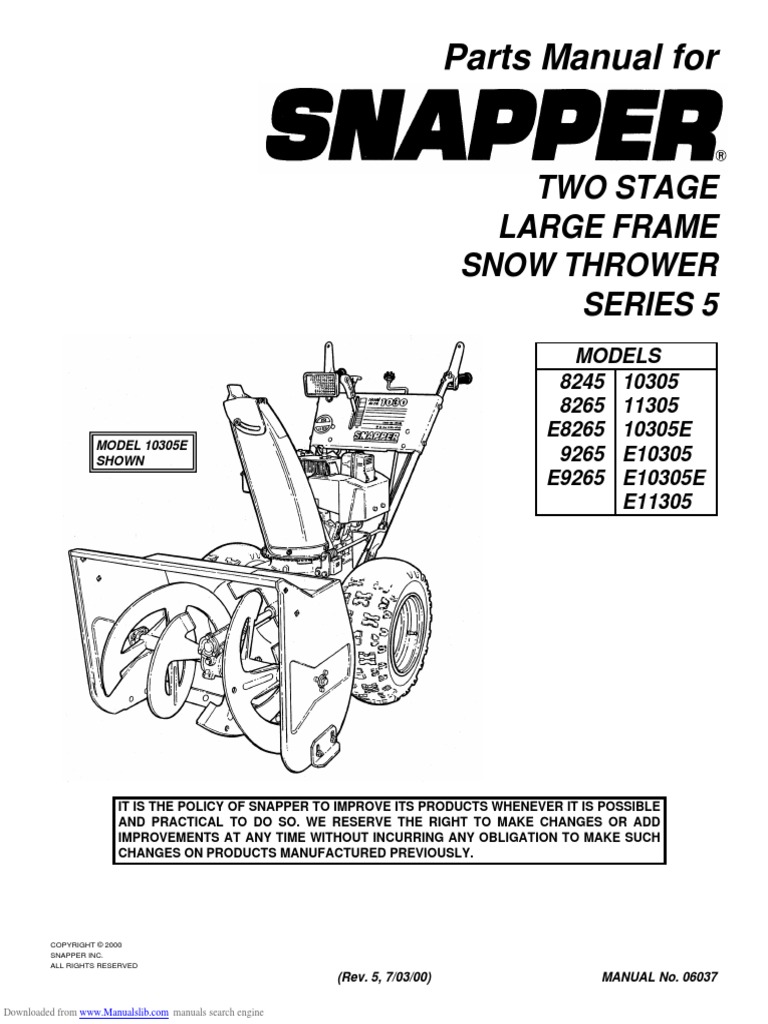 Snapper Manual Snow Thrower | PDF