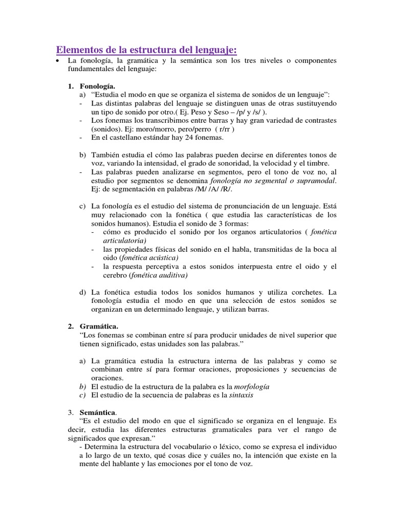 Elementos de La Estructura Del Lenguaje | PDF | Fonología | Palabra