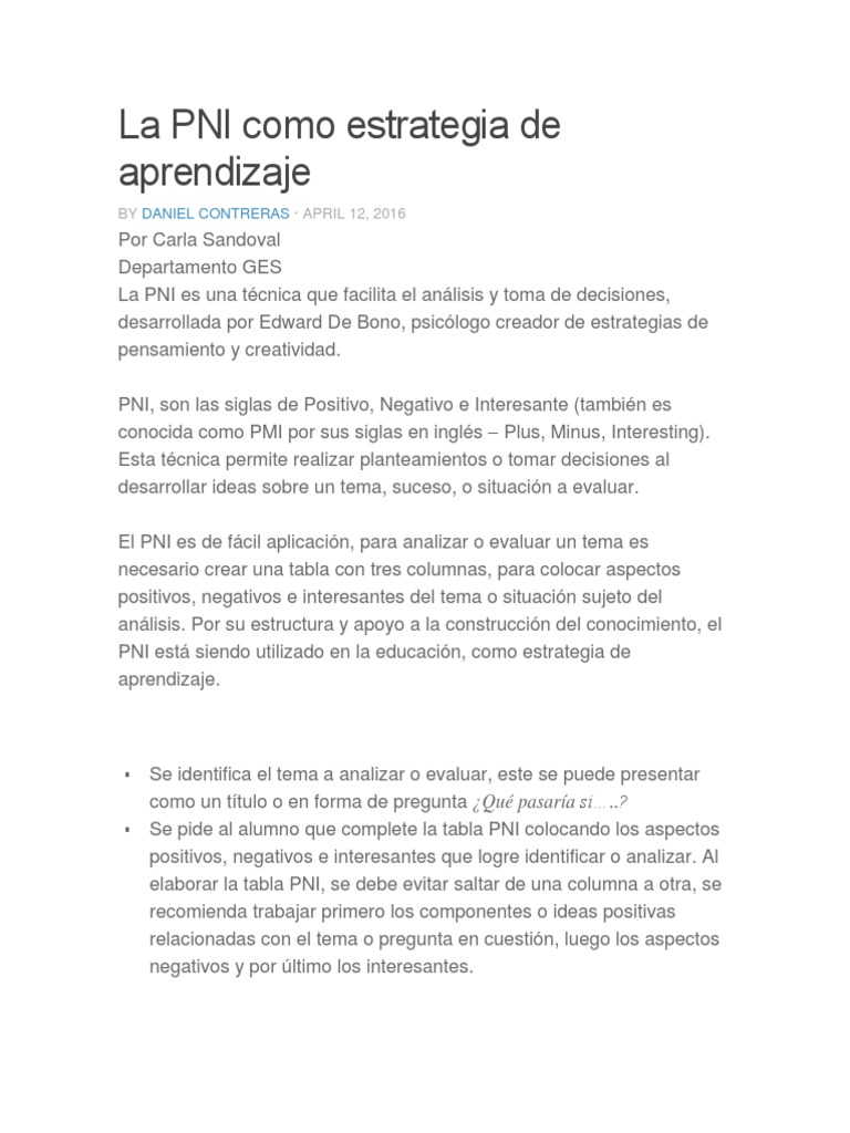 La PNI Como Estrategia de Aprendizaje | Histograma | Color