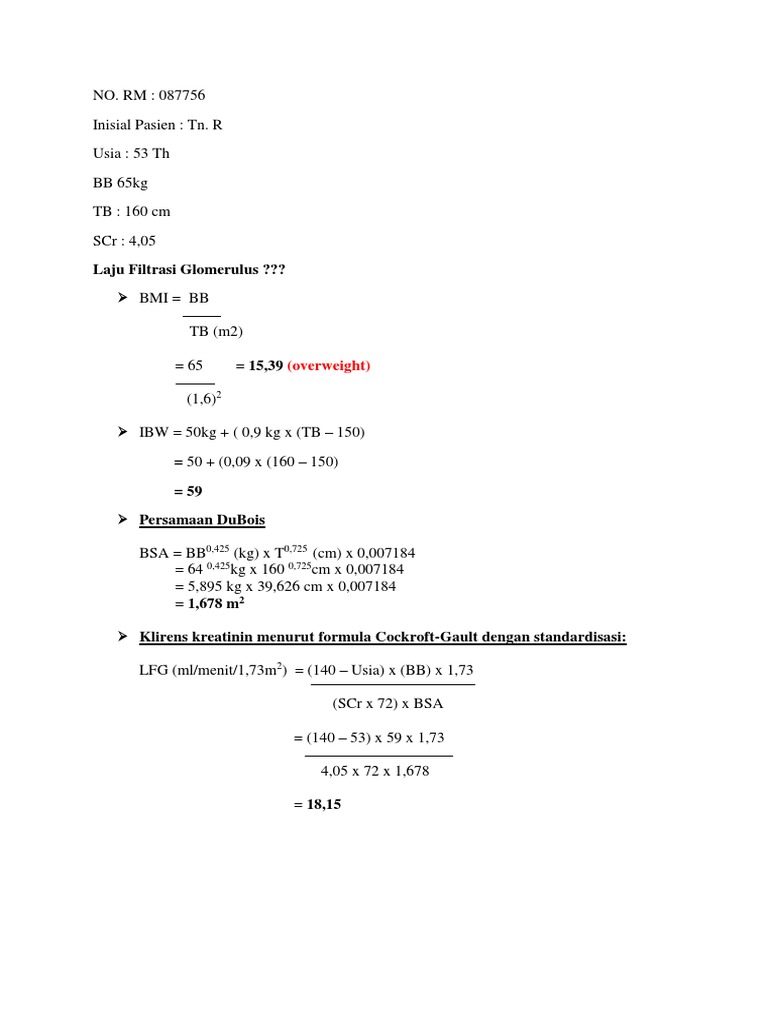 Perhitungan GFR | PDF