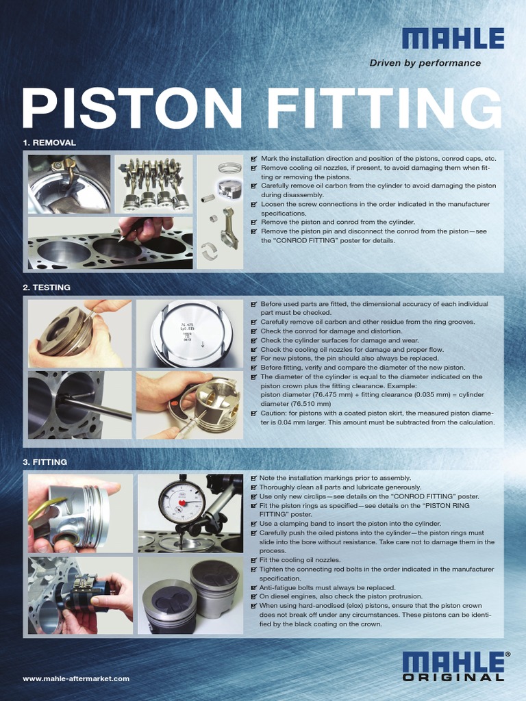 Piston Fitting: 1. Removal | PDF | Piston | Cylinder (Engine)