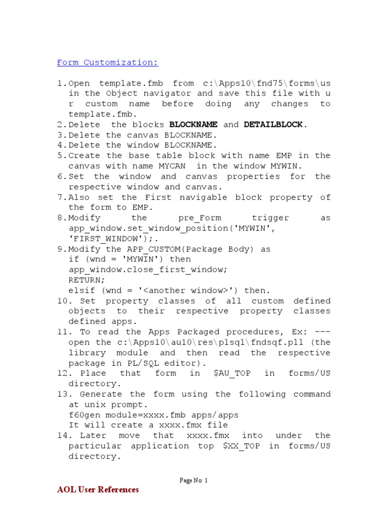 Form Customization Guide for Oracle Applications | PDF | Pl/Sql | Computer Programming