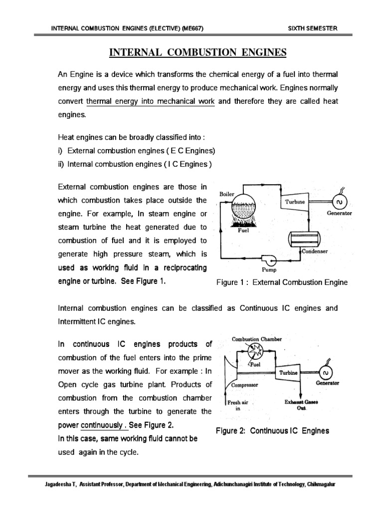 Classification and Operating Principles of Internal Combustion Engines ...