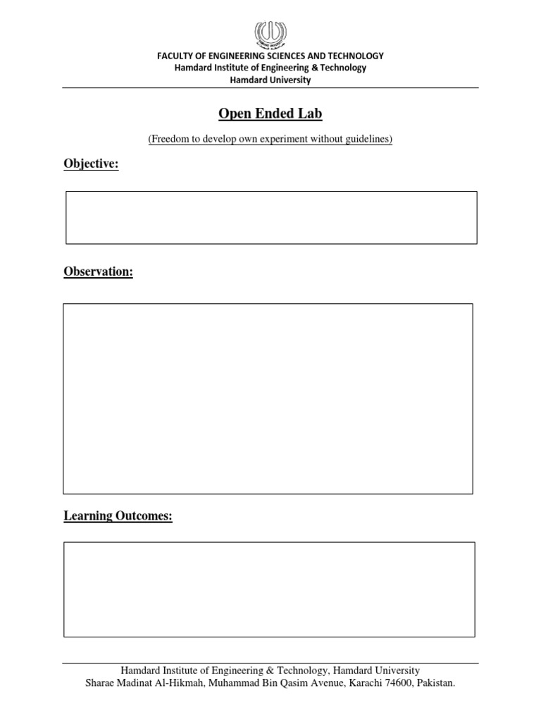 Open Ended Lab: Objective | PDF