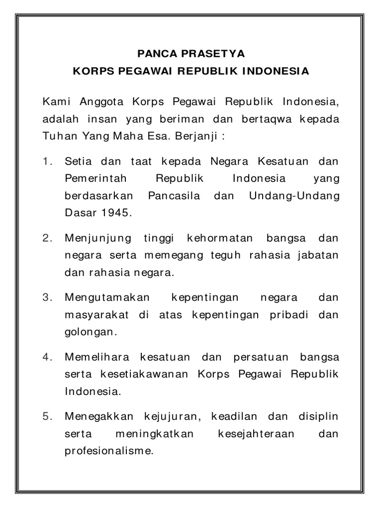 Dffd4 Panca Prasetya Korpri | PDF