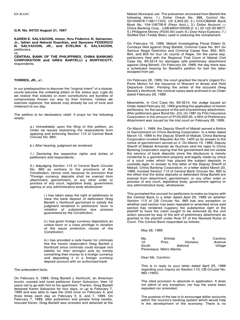 Salvacion V Central Bank | PDF | Lawsuit | Mandamus