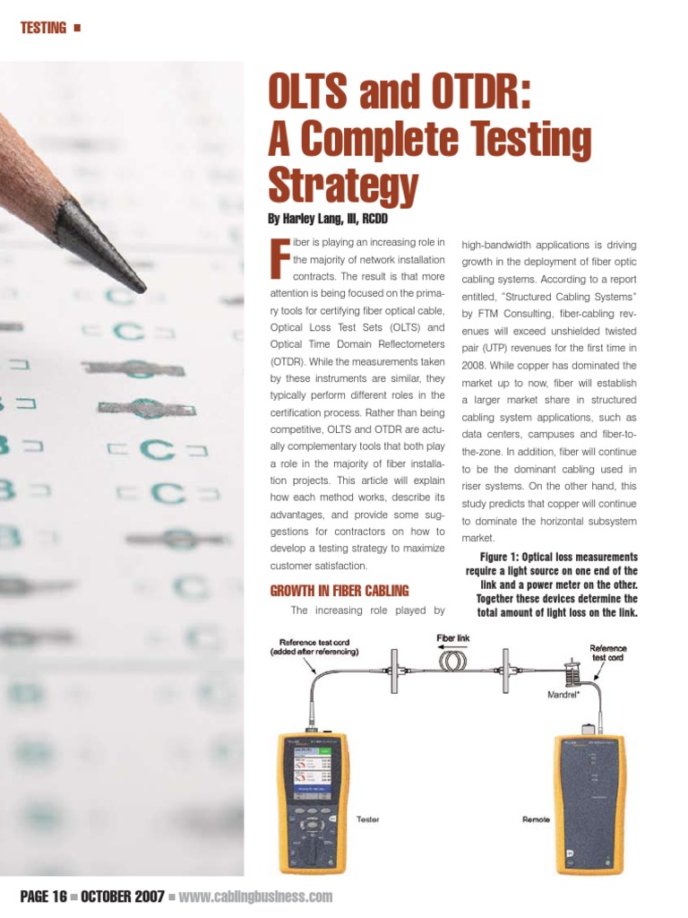 OLTS and OTDR | PDF | Optical Fiber | Fiber To The X