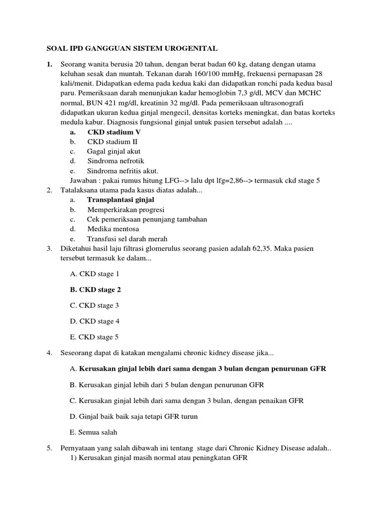 Soal Ipd Gangguan Sistem Urogenital | PDF