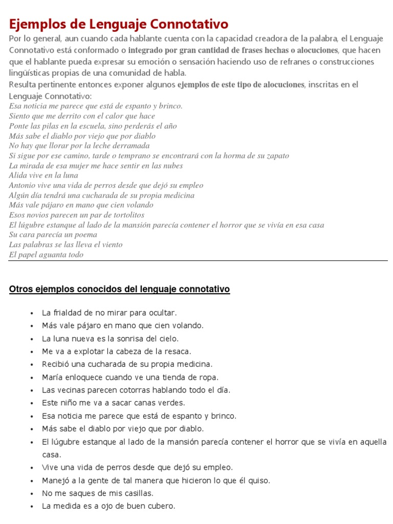 Ejemplos de Lenguaje Connotativo | PDF