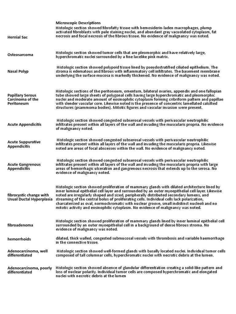 Microscopic Descriptions | PDF | Epithelium | Adenocarcinoma