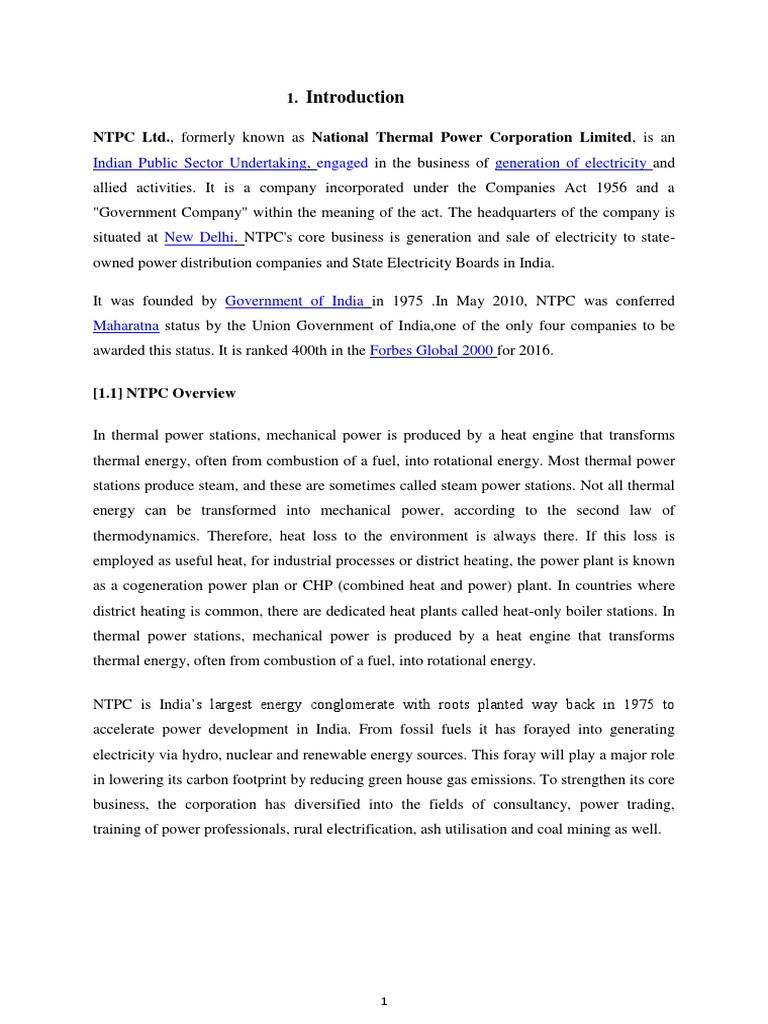 Report NTPC Report | PDF | Boiler | Turbine