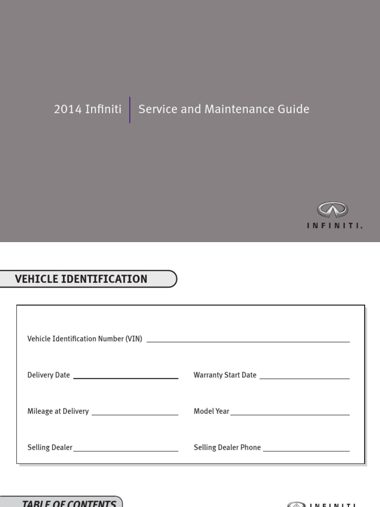 2014 Infiniti Service Maintenance Guide | PDF | Four Wheel Drive ...