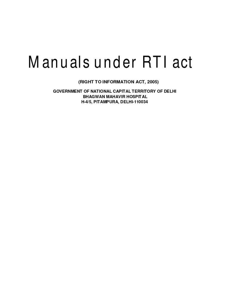 Manuals Under RTI Act: (Right To Information Act, 2005) | PDF ...