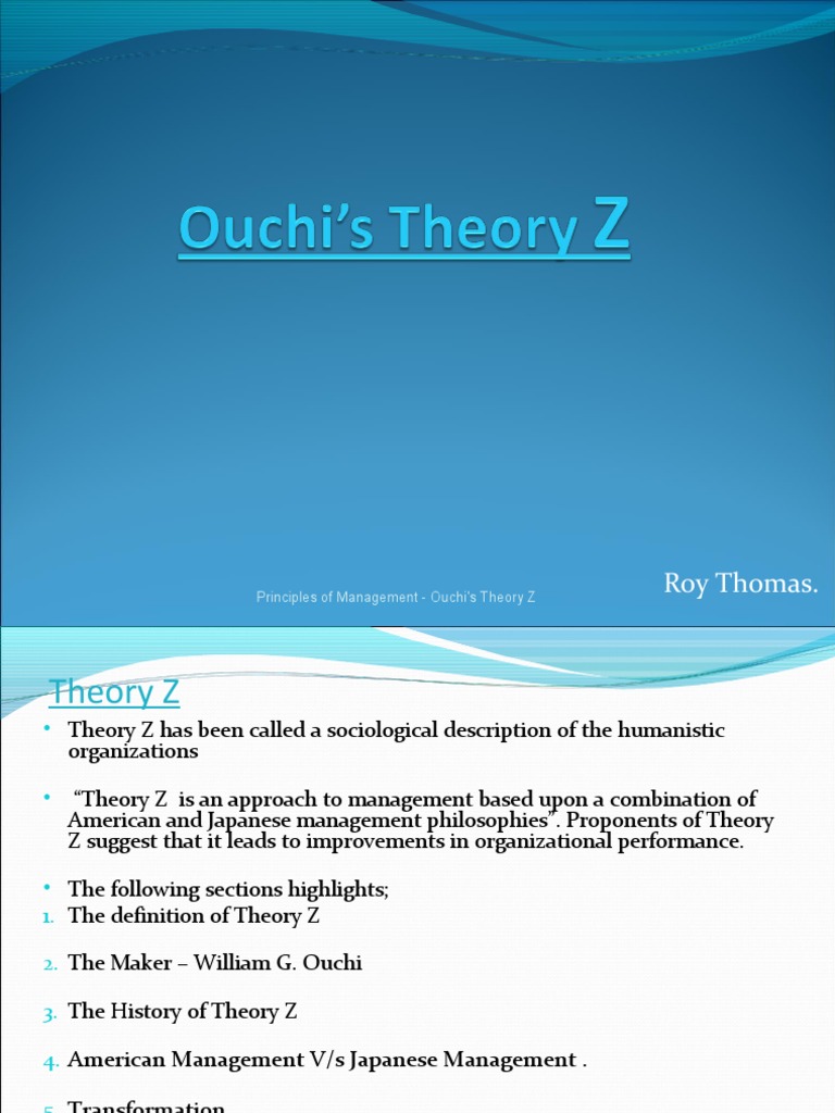 Theory Z Management | PDF | Employment | Behavioural Sciences