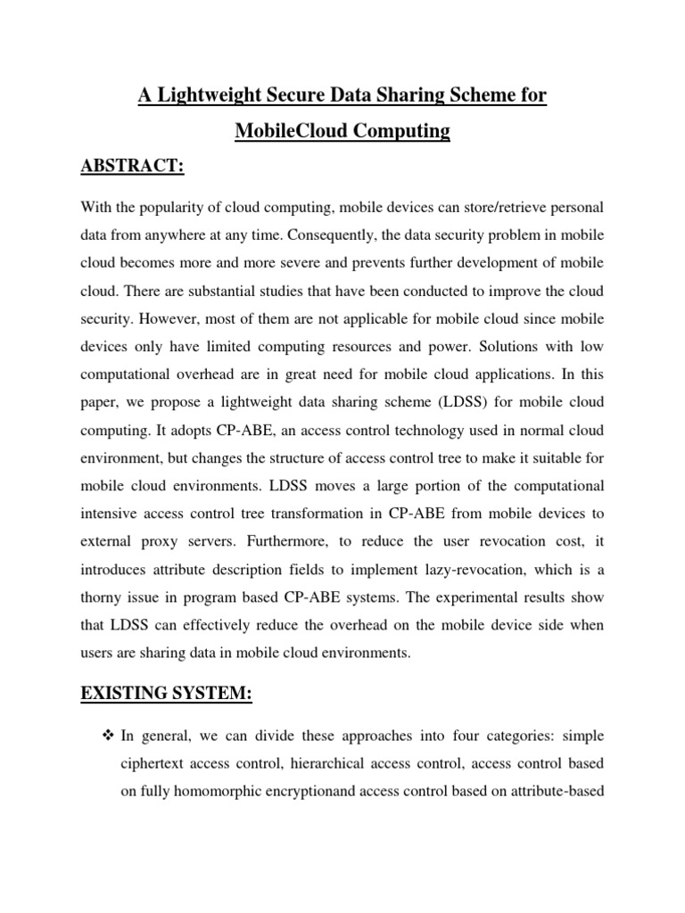 A Lightweight Secure Data Sharing Scheme Pdf Encryption Cloud Computing