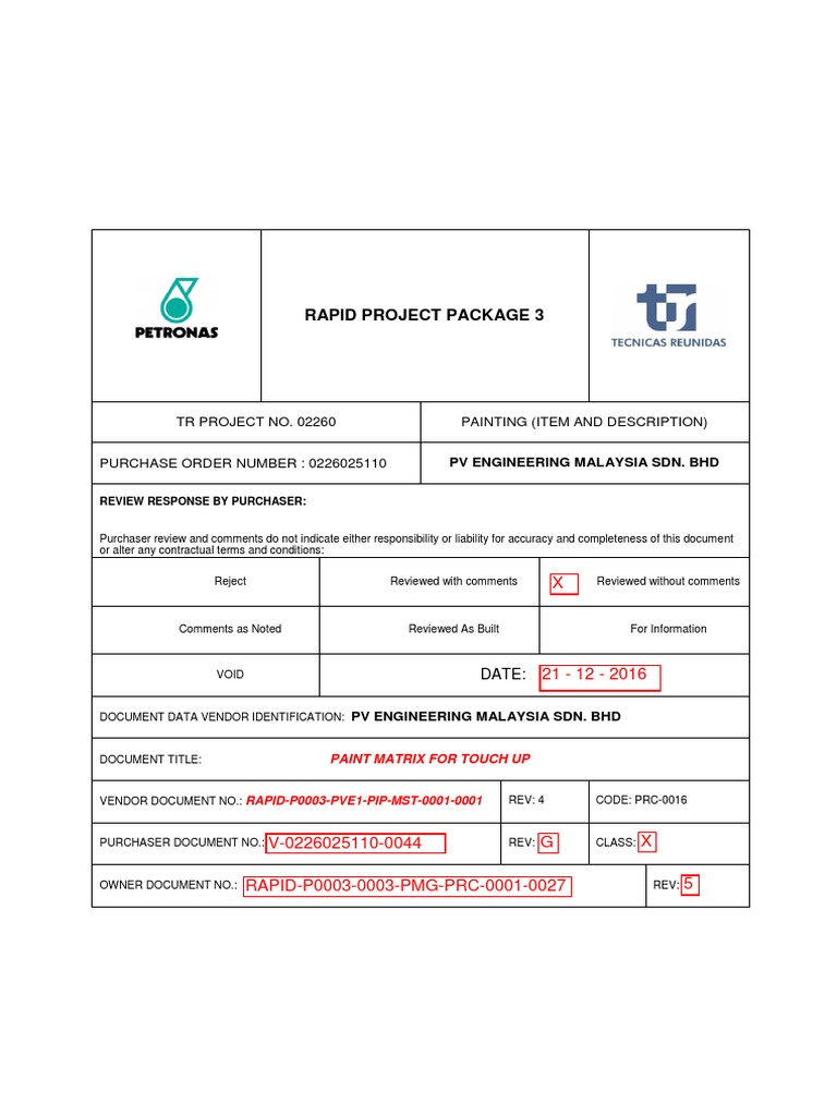 V-0226025110-0044 Paint Matrix - Reviewed Without Comments - Rev.4 ...