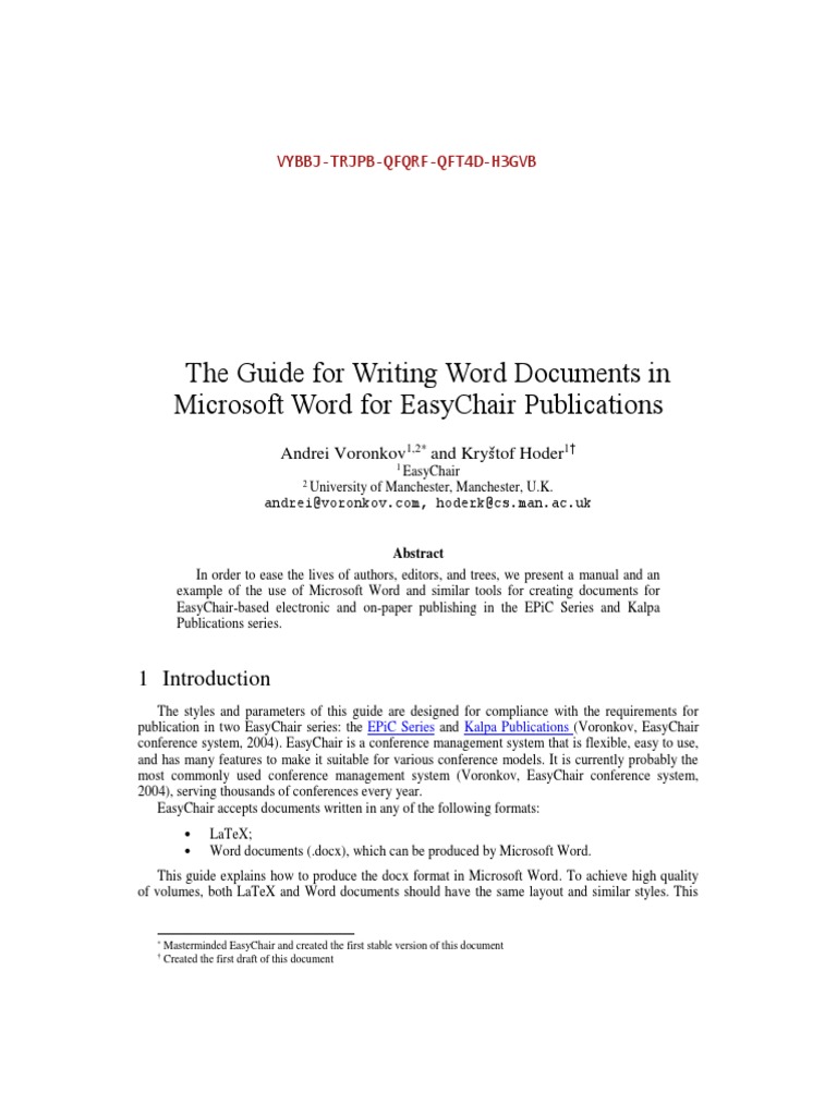 The Guide For Writing Word Documents in Microsoft Word For Easychair ...