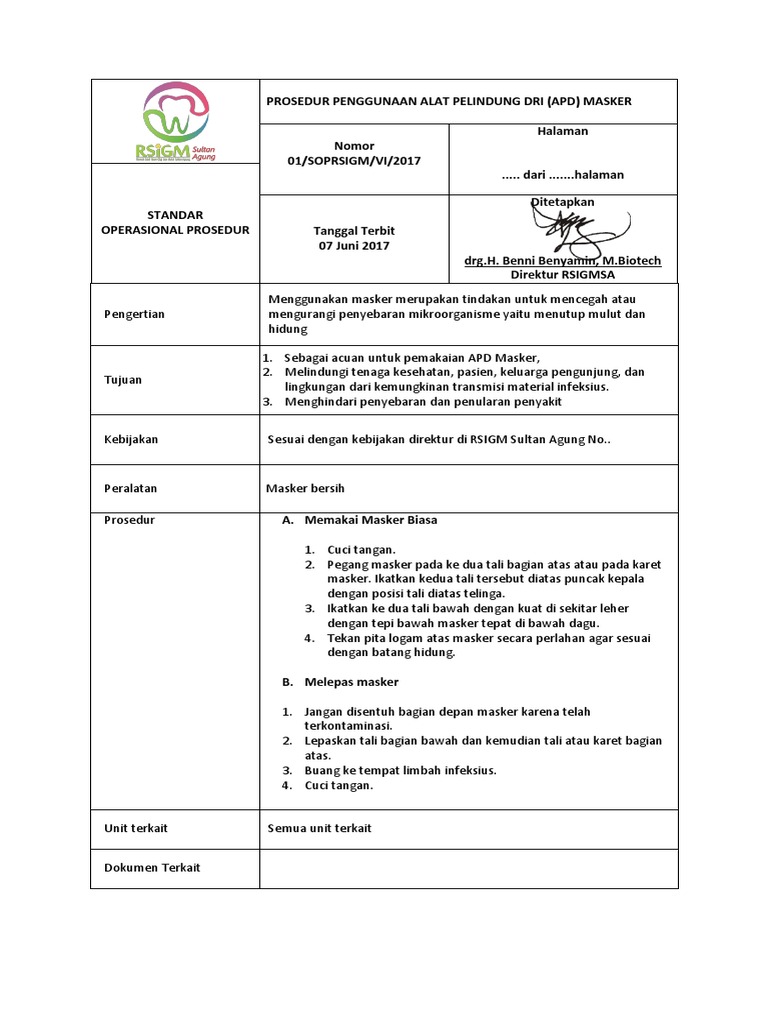 Sop Pemakaian Masker | PDF