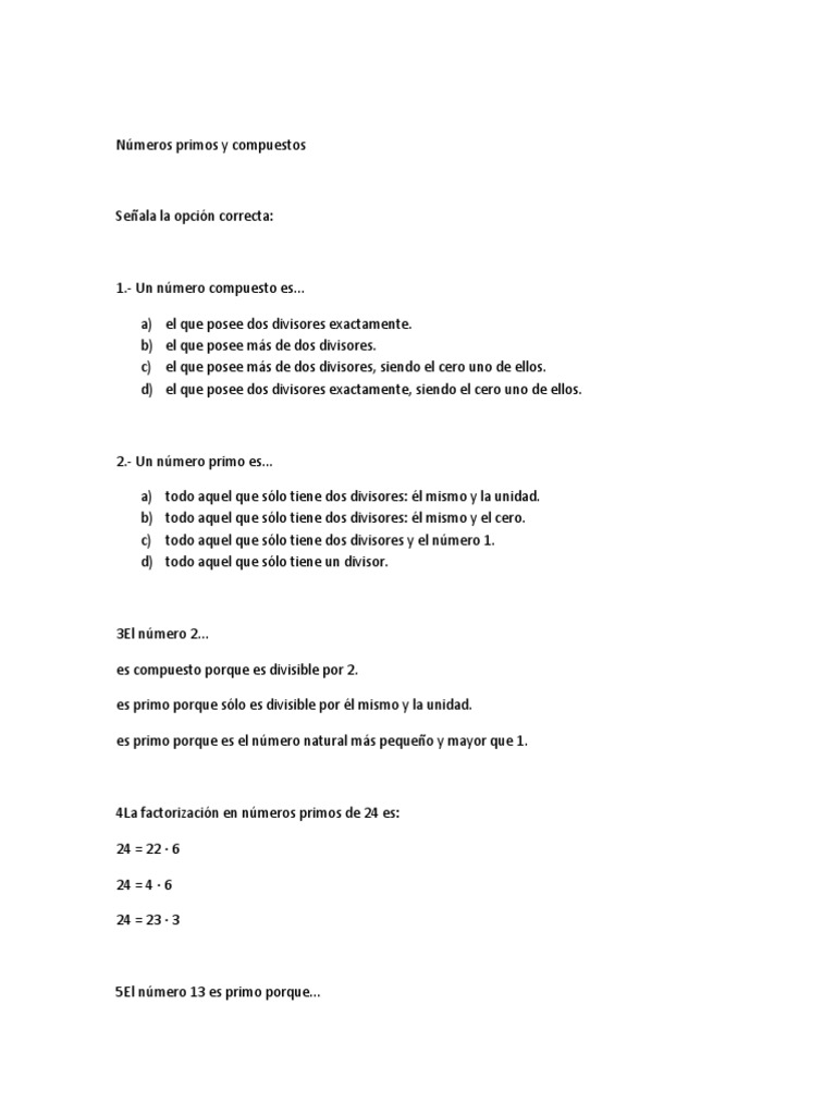 Números Primos y Compuestos | PDF | Número primo | Aritmética