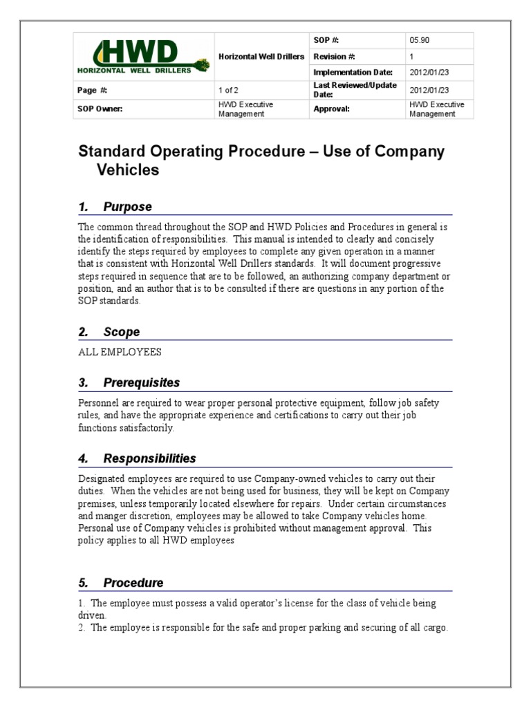 Use of Company Vehicles 05.90 | PDF | Identity Document | Social ...