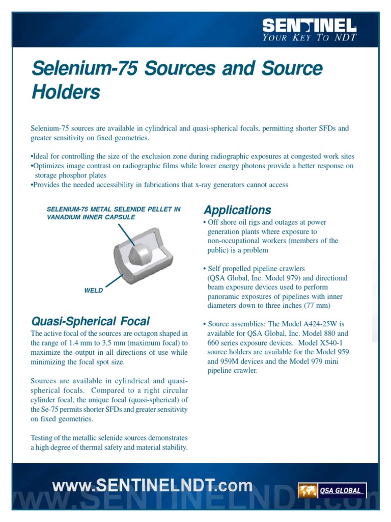 Selenium-75 Sources and Source Holders: Applications | PDF ...