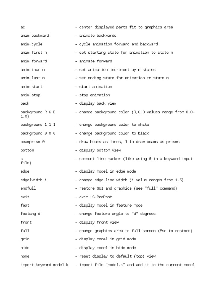LS-PrePost Online Documentation Command Line | PDF | Digital Technology | System Software