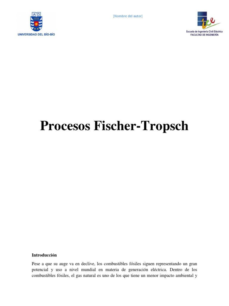 Procesos Fisher Tropsch | PDF | Catálisis | Petróleo