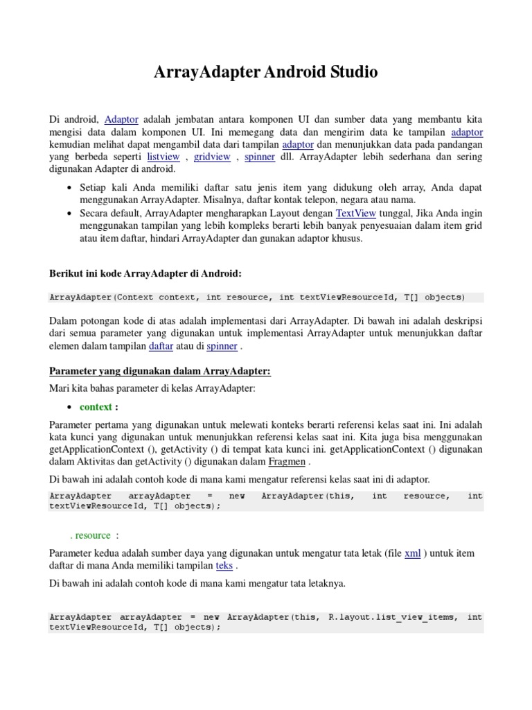 ArrayAdapter Android Studio | PDF