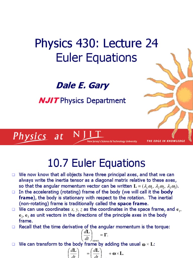 Eulers Equation | PDF | Rotation | Rotation Around A Fixed Axis