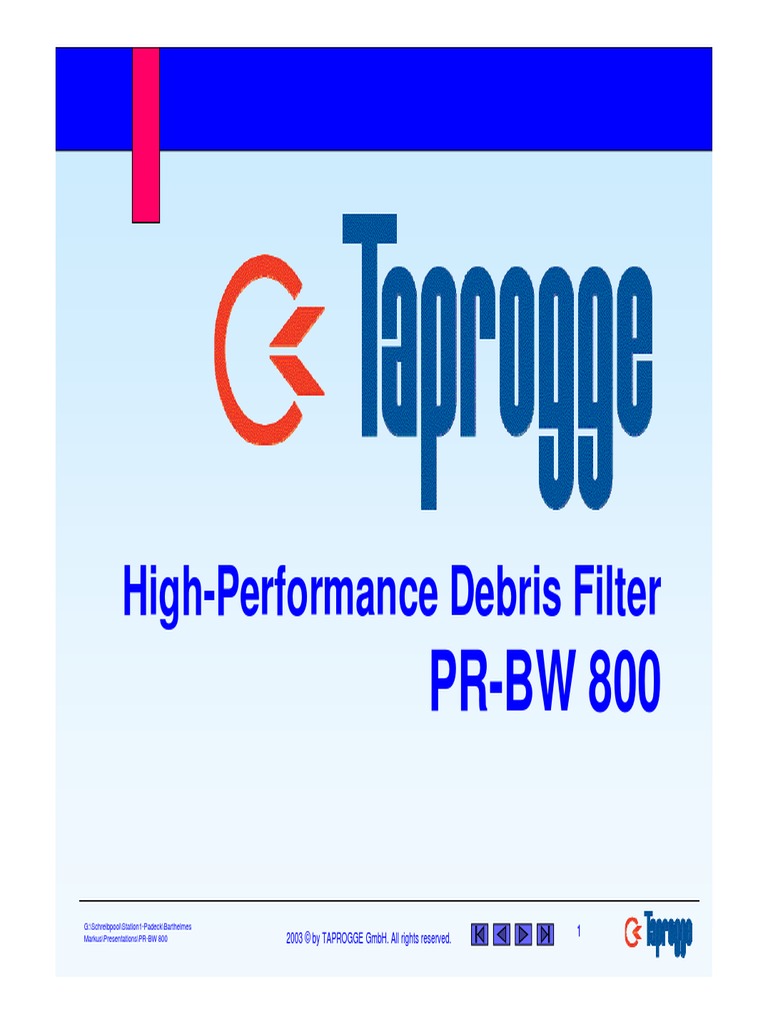 High-Performance Debris Filter: PR-BW 800 | PDF | Manufactured Goods ...