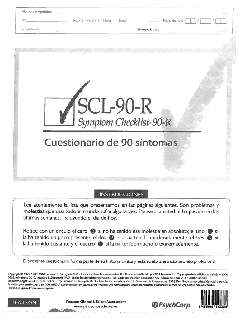 SCL 90 R Test | PDF