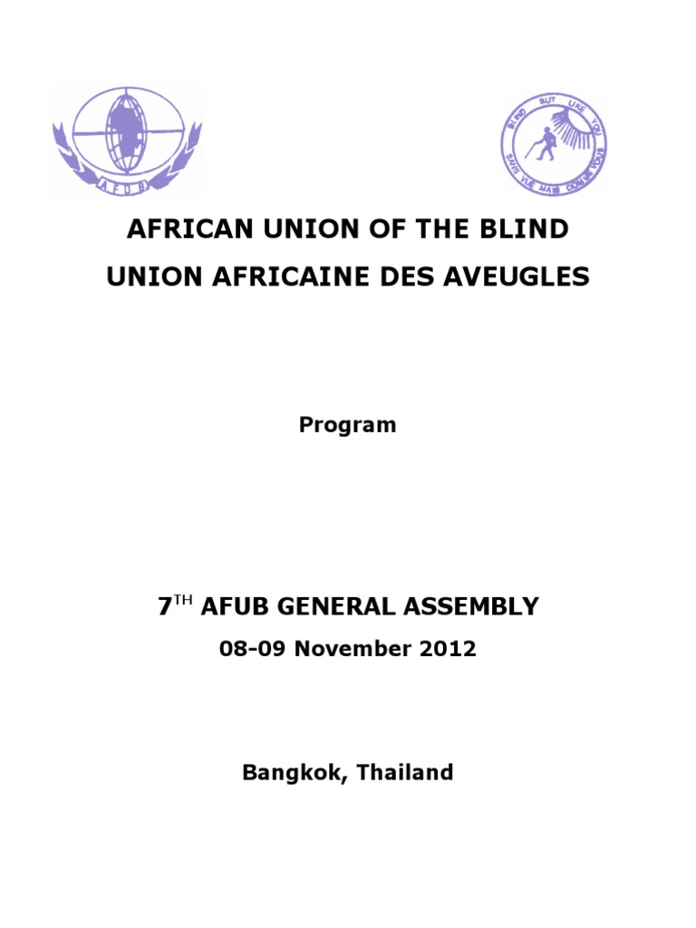 Program For The AFUB 7th General Assembly - English | PDF | Vice ...
