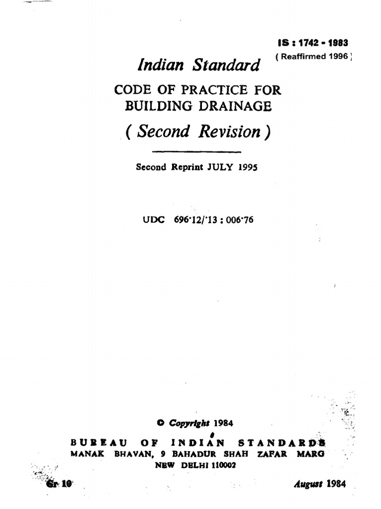 Is 1742-1983 Building Drainage | PDF