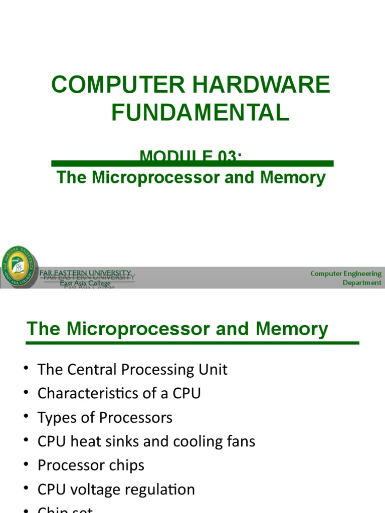 CPH101L MODULE 03 Microprocessor and Memory | PDF | Central Processing Unit | Cpu Cache