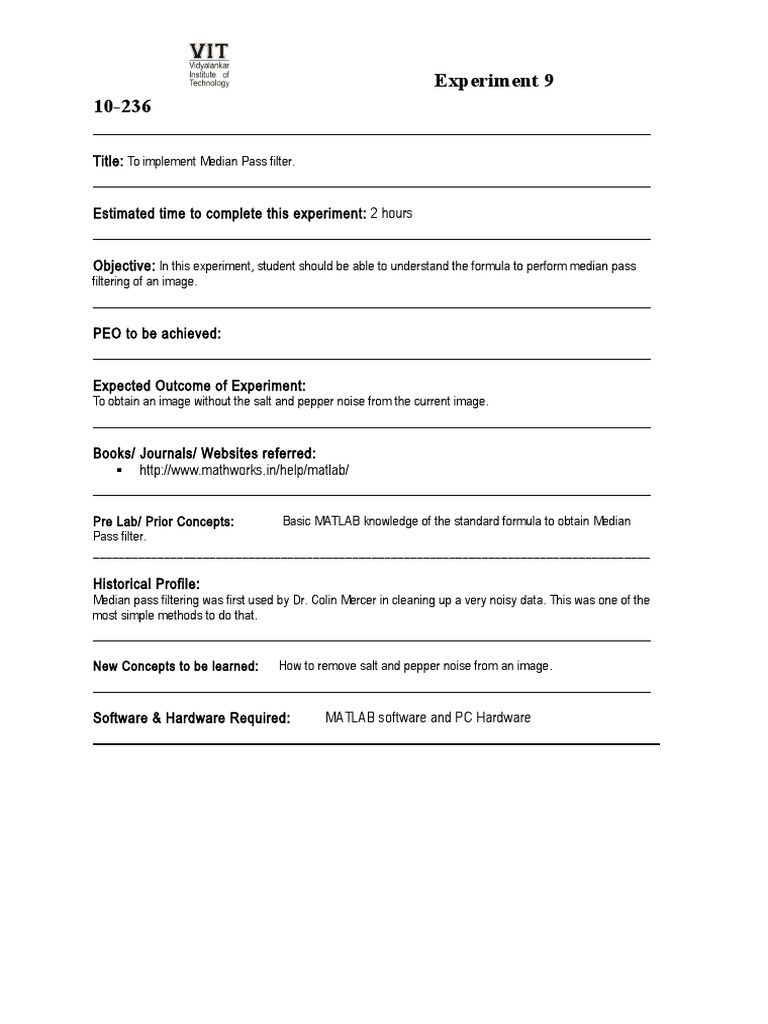 Experiment 9 10-236 | PDF | Median | Experiment