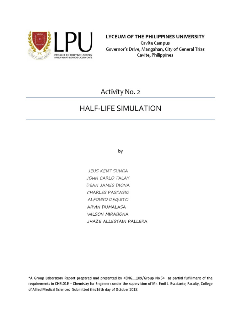 Half-Life Simulation: Activity No. 2 | PDF | Teaching Mathematics