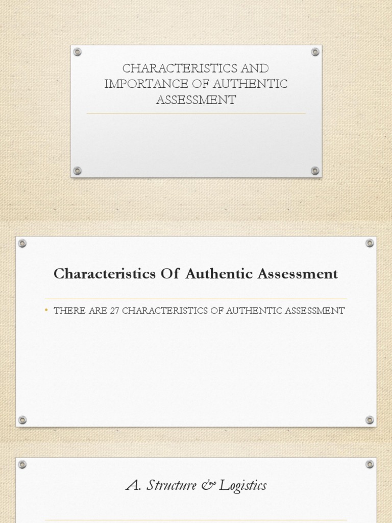Characteristics and Importance of Authentic Assessment | PDF ...