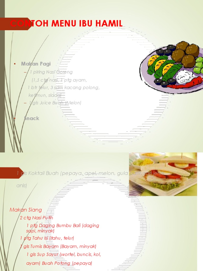 Contoh Menu Ibu Hamil | PDF