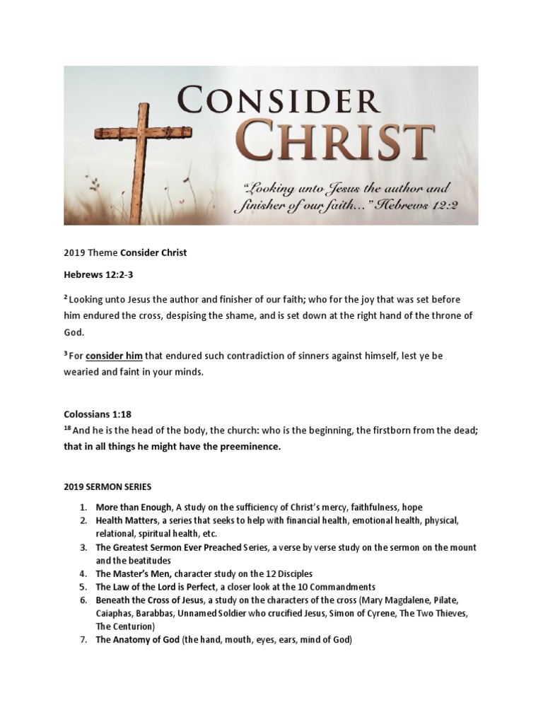 2019 Consider Christ | PDF | Sermon | Jesus